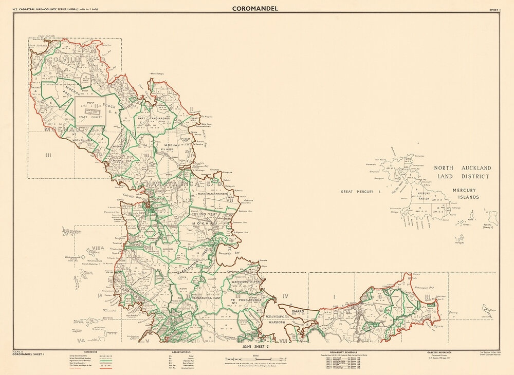 Vintage Coromandel Map 1959 - Art
